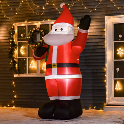 HOMCOM 8ft Lighted Christmas Inflatable Santa Claus Gift Bag Yard ...