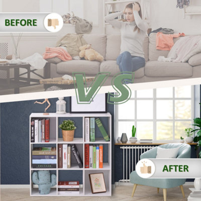 HOMCOM 9 Cube Storage Unit Cabinet Bookcase Display Shelves Chipboard ...
