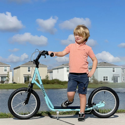 HOMCOM 90-96cm Kids Kick Scooter w/ Adjustable Handlebar Inflatable ...