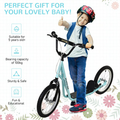 HOMCOM 90-96cm Kids Kick Scooter w/ Adjustable Handlebar Inflatable ...