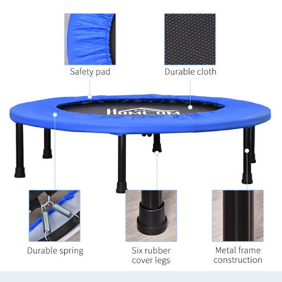 HOMCOM 91cm Fitness Trampoline Exercise, Max Load 100 KG, Blue Black