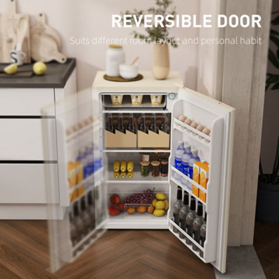 HOMCOM 91L Freestanding Under Counter Fridge Beige