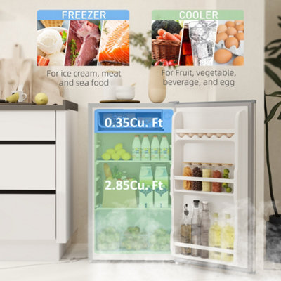 HOMCOM 91L Freestanding Under Counter Fridge with Lock Grey