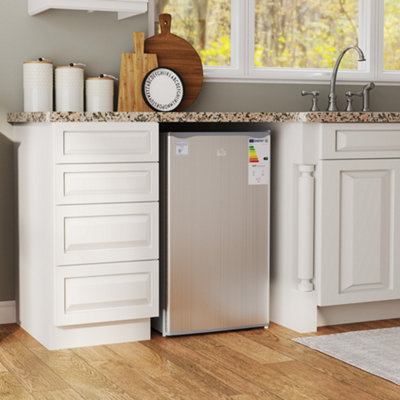 HOMCOM 91L Freestanding Under Counter Fridge with Lock Grey