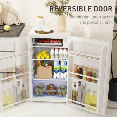 HOMCOM 91L Freestanding Under Counter Fridge with Lock White