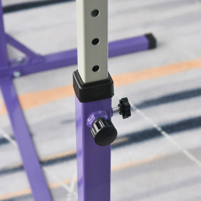 HOMCOM 92-150Hcm Adjustable Kids Gymnastics Bar w/ Steel frame, Purple
