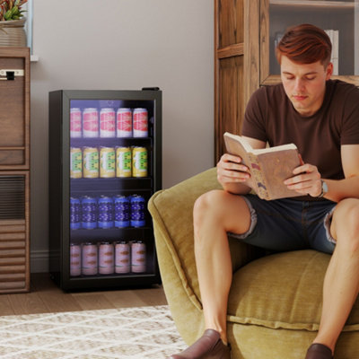 HOMCOM 93L Drinks Fridge, 115 Can Under Counter Freestanding Wine Fridge