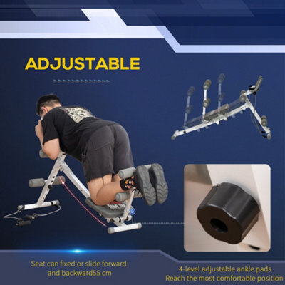 HOMCOM Abdominal Trainer Core Workout Exercise Foldable Adjustable ...