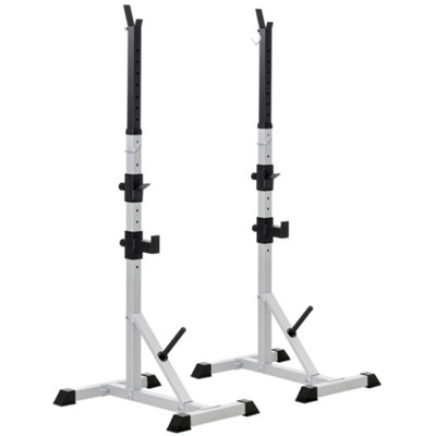 HOMCOM Adjust Pair of Barbell Squat Racks Stand Weight Lifting Bench ...