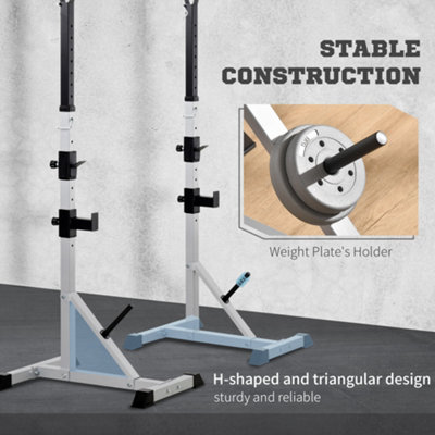 HOMCOM Adjust Pair of Barbell Squat Racks Stand Weight Lifting Bench ...