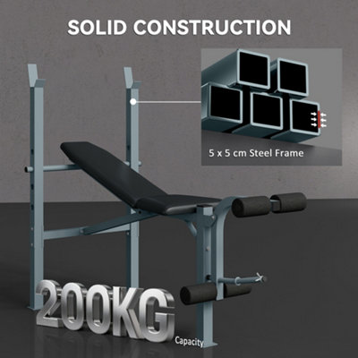 HOMCOM Adjustable Multi Gym Weight Bench Barbell Stand Chest Leg Abs ...