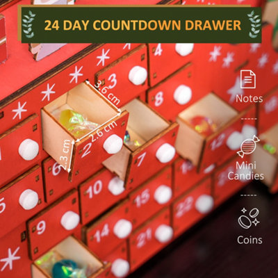 HOMCOM Advent Calendar, Christmas Countdown Calendar with 24 Drawers