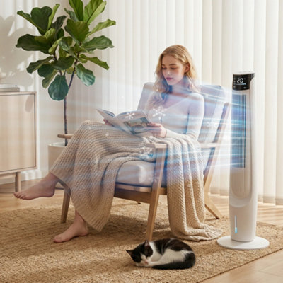 HOMCOM Air Cooler Ice Cooling Fan for Bedroom, Living Room, White