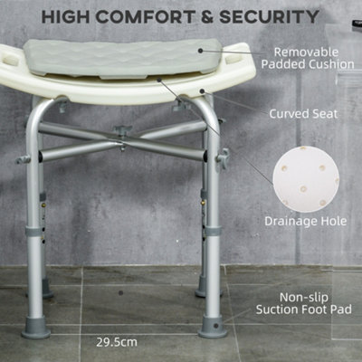 HOMCOM Aluminium Shower Stool Adjustable Bath Stool for Senior Disabled ...