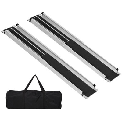 HOMCOM Aluminium Telescopic Wheelchair Ramps, 122cm, 270kg, Folding Ramp