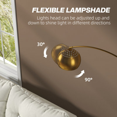 HOMCOM Arc Floor Lamp for Living Room, Free Standing Tall Lamp, Gold Tone