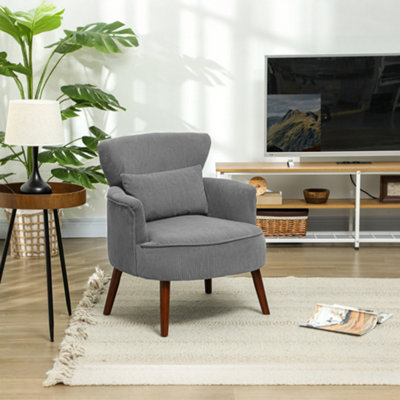 HOMCOM Armchair with Padded Seat and Backrest for Living Room, Light Grey