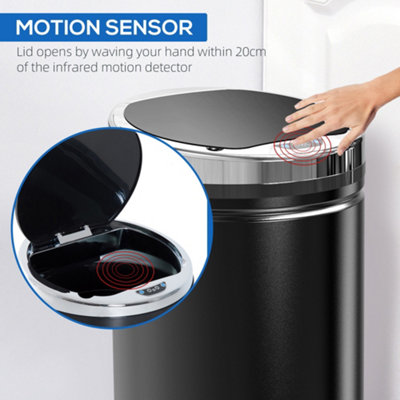 HOMCOM Automatic Hand Sensor Dustbin Kitchen Waste Bin Rubbish Can 42L ...