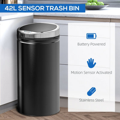 HOMCOM Automatic Hand Sensor Dustbin Kitchen Waste Bin Rubbish Can 42L ...