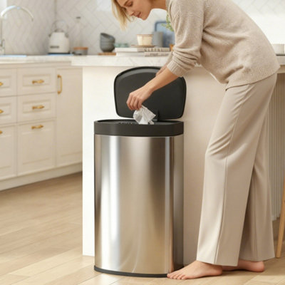 HOMCOM Automatic Kitchen Bin with Soft-Close Lid, 55L Sensor Wastebasket