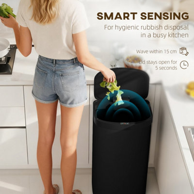 HOMCOM Automatic Kitchen Bin with Soft-Close Lid, 55L Sensor Wastebasket