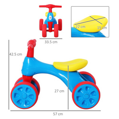 HOMCOM Baby Balance Bike Toddler Safe Training 4 Wheels Storage Bin ...