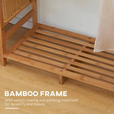 HOMCOM Bamboo Clothes Rail Garment Rack with 6 Tier Storage Shelf ...