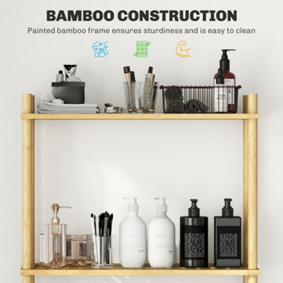 HOMCOM Bamboo Over Toilet Storage Unit with 3 Slatted Shelves, Natural