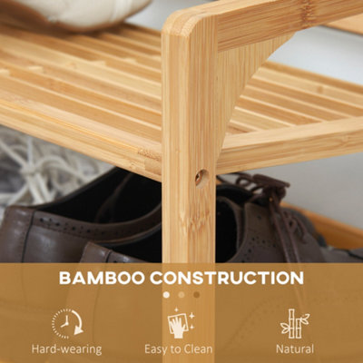 HOMCOM Bamboo Shoe Rack, 3-tier Shoe Storage Shelf for 9 Pair Shoes for ...