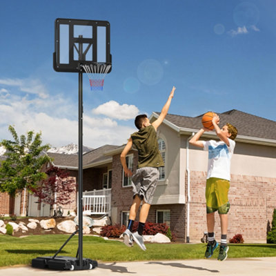 HOMCOM Basketball Stand 160-305cm Adjustable Basketball Hoop w/ Moving ...