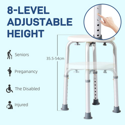 HOMCOM Bath Chair Height Adjustable Shower Seat for Elderly Disabled White