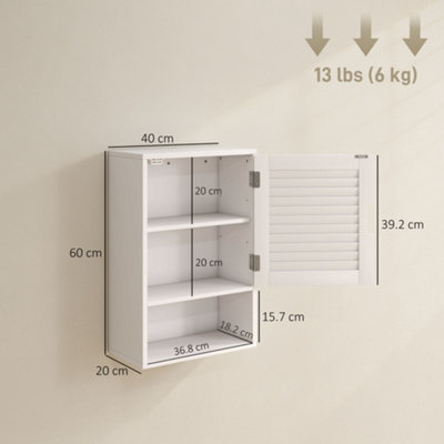 HOMCOM Bathroom Cabinet, Wall Mounted Cabinet with Adjustable Shelves ...
