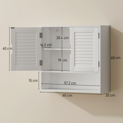 HOMCOM Bathroom Cabinet, Wall Mounted Cabinet with Adjustable Shelves ...
