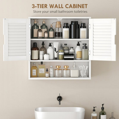 HOMCOM Bathroom Cabinet, Wall Mounted Cabinet with Adjustable Shelves ...