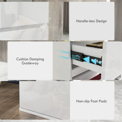 HOMCOM Bedroom Chest of Drawers, High Gloss 5 Drawers Dresser, Drawer Unit