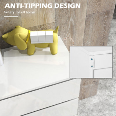 HOMCOM Bedroom Chest of Drawers, High Gloss 5 Drawers Dresser, Drawer Unit