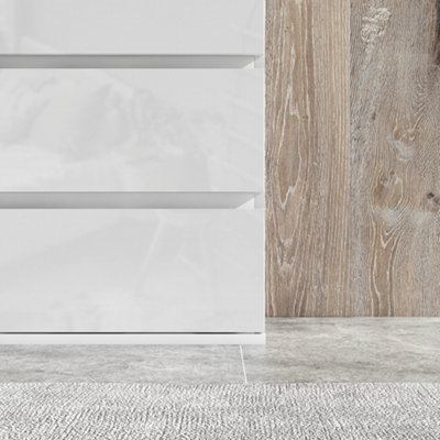 HOMCOM Bedroom Chest of Drawers, High Gloss 5 Drawers Dresser, Drawer Unit