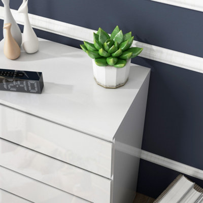 HOMCOM Bedroom Chest of Drawers, High Gloss 5 Drawers Dresser, Drawer Unit