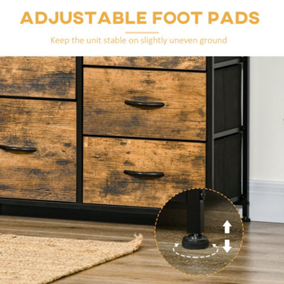 HOMCOM Bedroom Chest of Drawers with 5 Fabric Drawers, Open Shelf ...