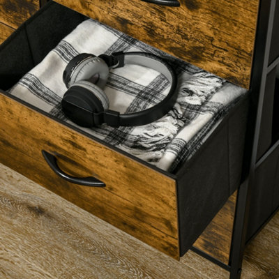 HOMCOM Bedroom Chest of Drawers with 5 Fabric Drawers, Open Shelf ...