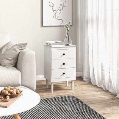 HOMCOM Bedside Table Set of 2, Bedside Cabinet w/ 3 Drawers, Modern ...
