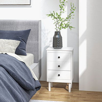 HOMCOM Bedside Table Set of 2, Bedside Cabinet w/ 3 Drawers, Modern ...