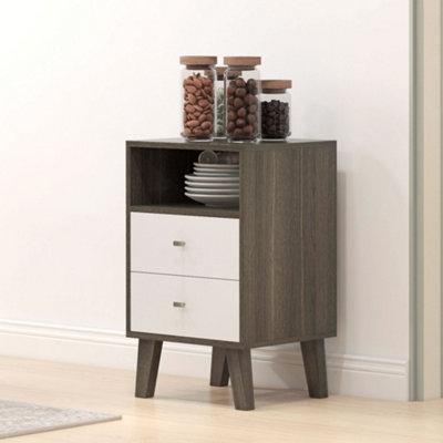 HOMCOM Bedside Tables Set of 2, Modern Nightstand with 2 Drawers and ...
