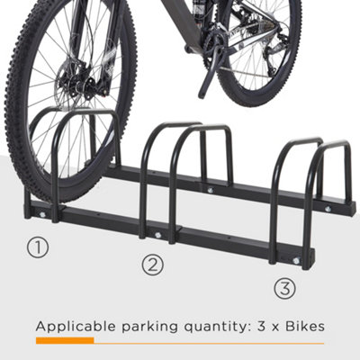 HOMCOM Bike Parking Rack Bicycle Locking Storage Stand for 3 Cycling Black
