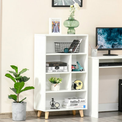 HOMCOM Bookcase Modern Bookshelf Display Cabinet with Cube for Home ...