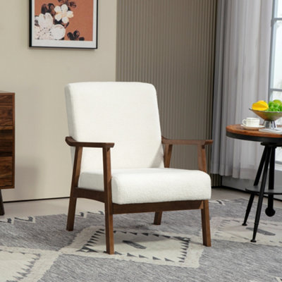 HOMCOM Boucle Accent Chair Armchair W/ Wide Seat for Living Room ...
