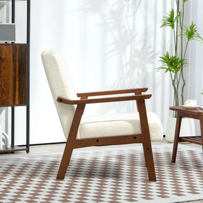 HOMCOM Boucle Accent Chair Armchair W/ Wide Seat for Living Room ...