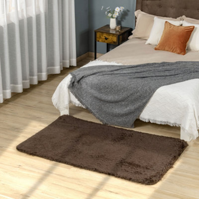 HOMCOM Brown Fluffy Rug, Shaggy Area Rugs Carpet for Living Room ...