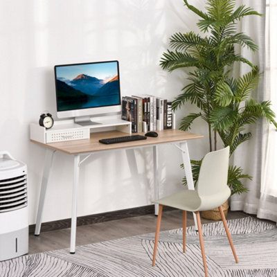 HOMCOM Built-In Storage Desk Workstation Steel w/ Adjustable Feet ...