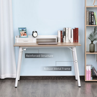HOMCOM Built-In Storage Desk Workstation Steel w/ Adjustable Feet ...